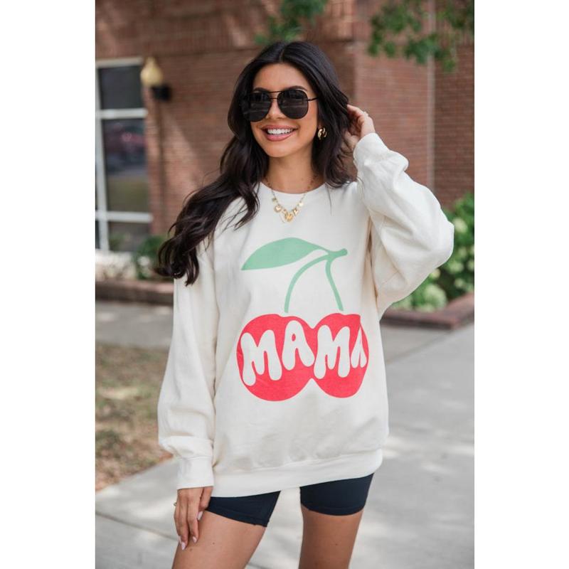Mama Cherry Cream Graphic Sweatshirt SALE - TikTok Shop