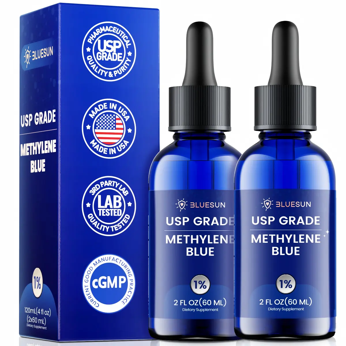 Methylene Blue Drops, Pharmaceutical Grade, 2 FL OZ, 1% USP Grade ...