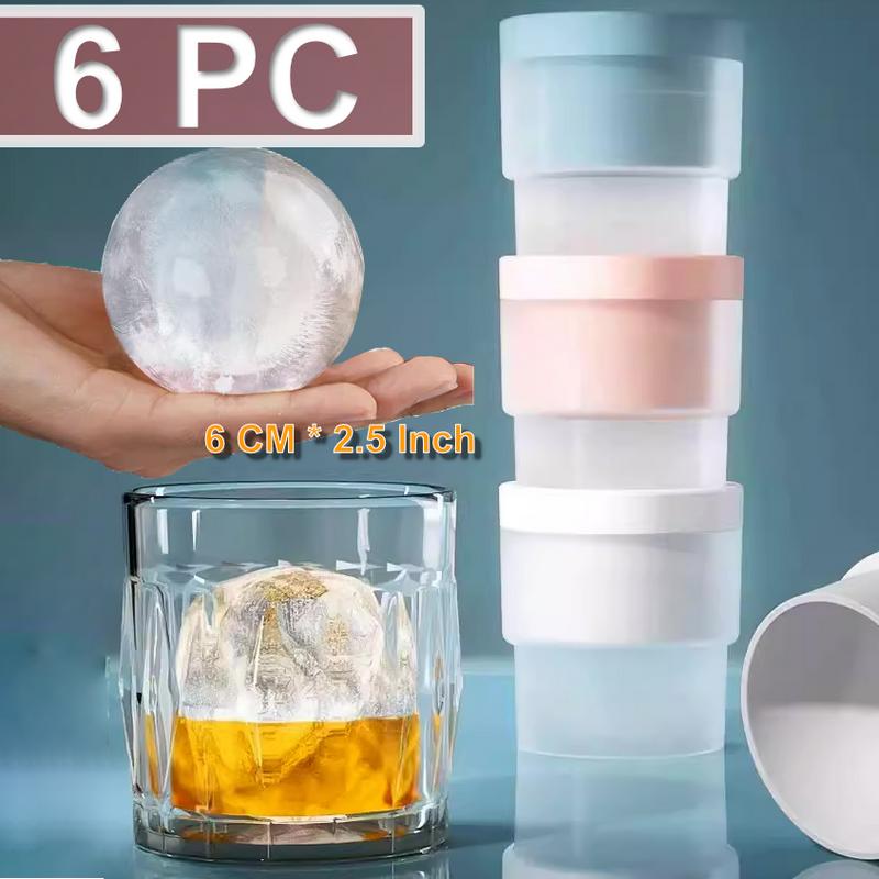 Ice Ball Molds, Set of 6, Slow-Melting Stackable Large Ice Cube ...