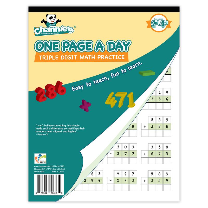 One Page A Day Triple Digit Math Workbook – Visual Addition ...