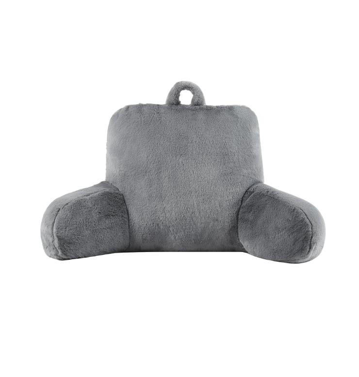 Faux Fur Plush Backrest Pillow - Black and Gray Design, Soft - TikTok Shop