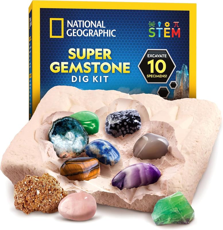 National Geographic Gemstone Dig Kit - Dig Up 10 Real Gemstones ...