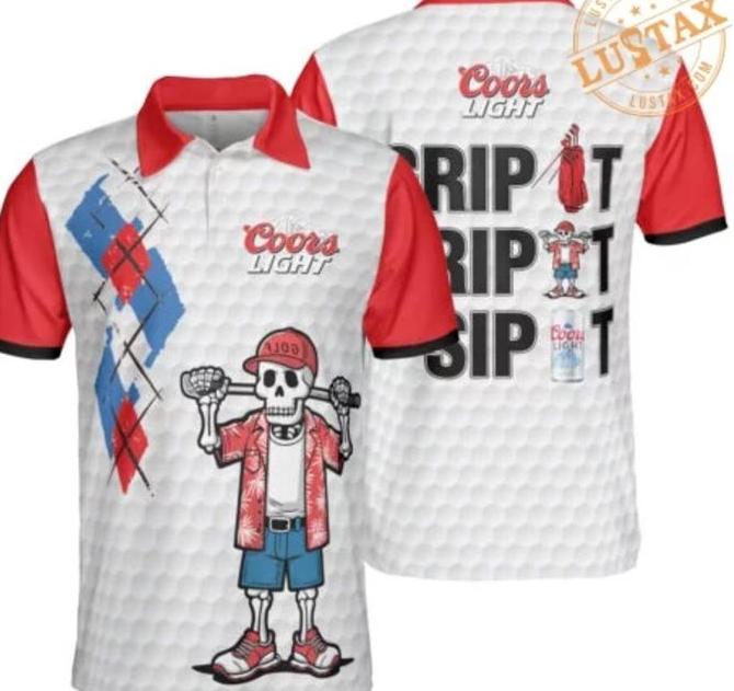 Grip It Rip It Sip It Coors Beer Polo Shirt Golf Club ft Bee - TikTok Shop