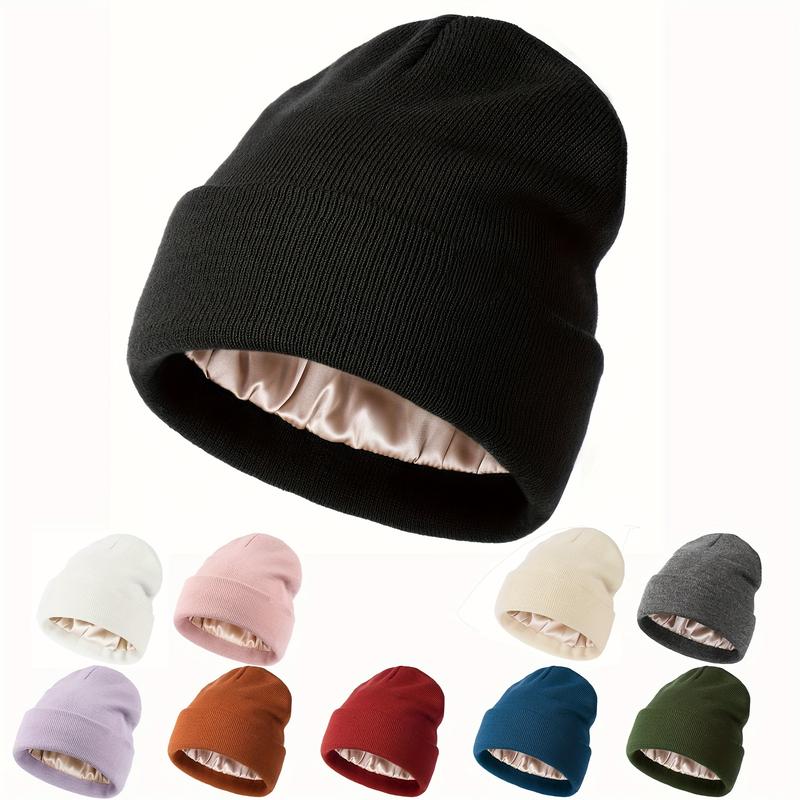 Cozy Solid Color Satin Lining Bonnet Hats, Hat for Men & Women ...