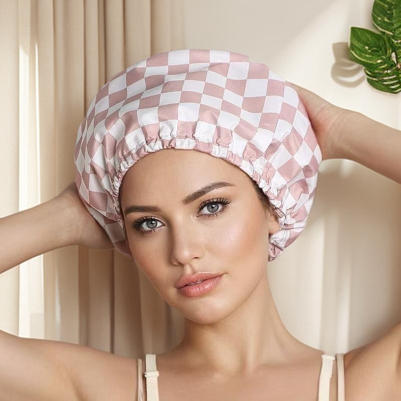 Satin Lined Luxury Shower Cap - Checker - Stylish Design for a ...