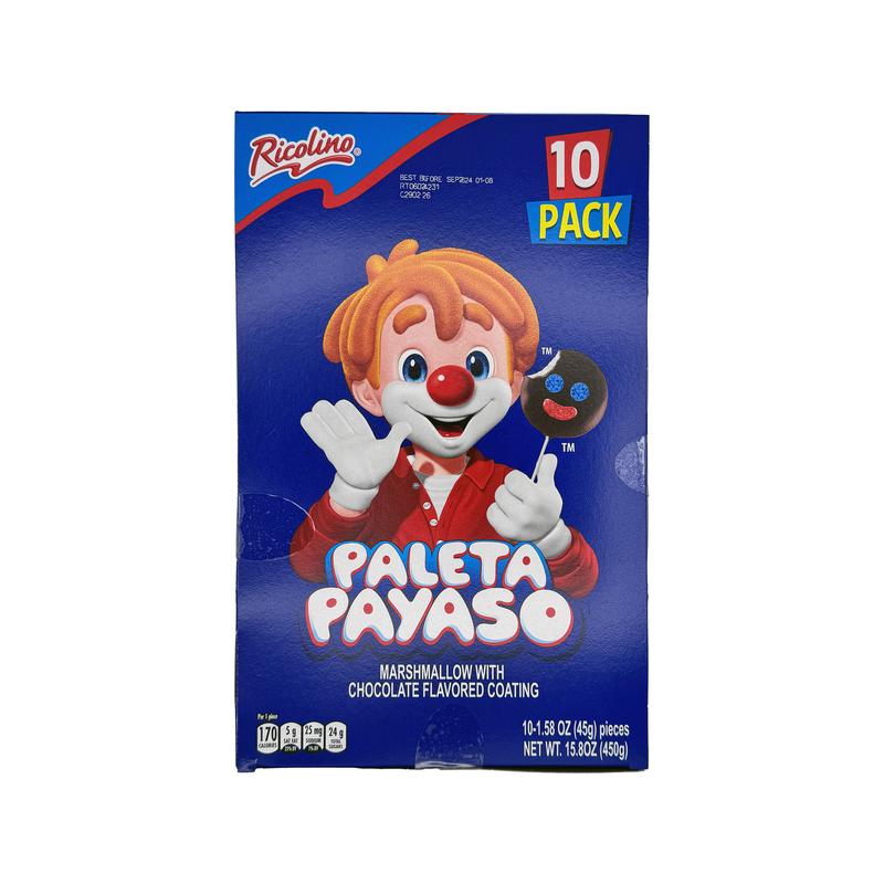 Ricolino Paleta Payaso Marshmallow Lollipops with Chocolate Flavored ...