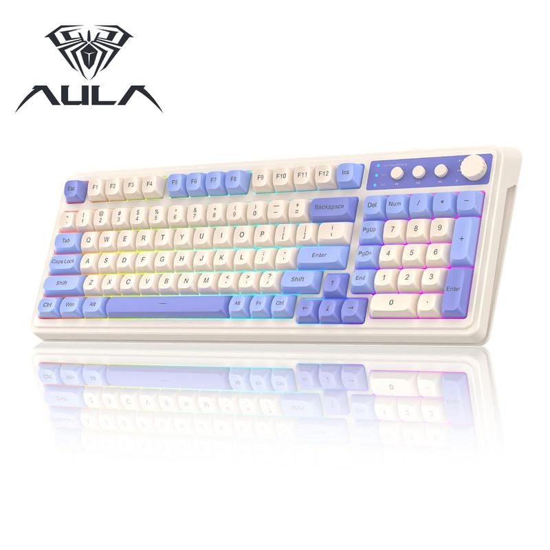 AULA S99 Key Keyboard, Tri-Mode Bluetooth/2.4GHz/USB-C Cute Creamy ...
