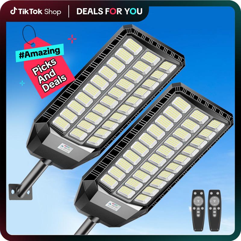 Hykoont Solar Outdoor Street Lights Dusk to Dawn Auto Lighting up 6500K ...