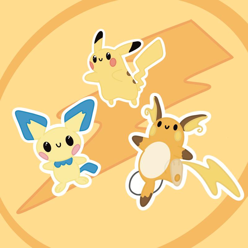 Pikachu Evolution Stickers Water Resistant for Waterbottles, Laptops, Phonecases, Cars ...