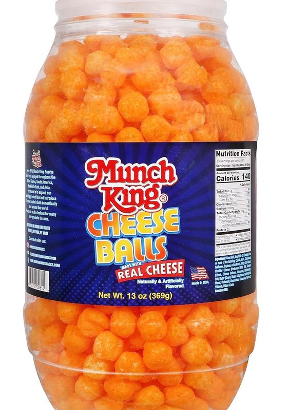 Munch King Cheese Balls - 13 Oz Real Cheese Snack, Crispy Balls ...