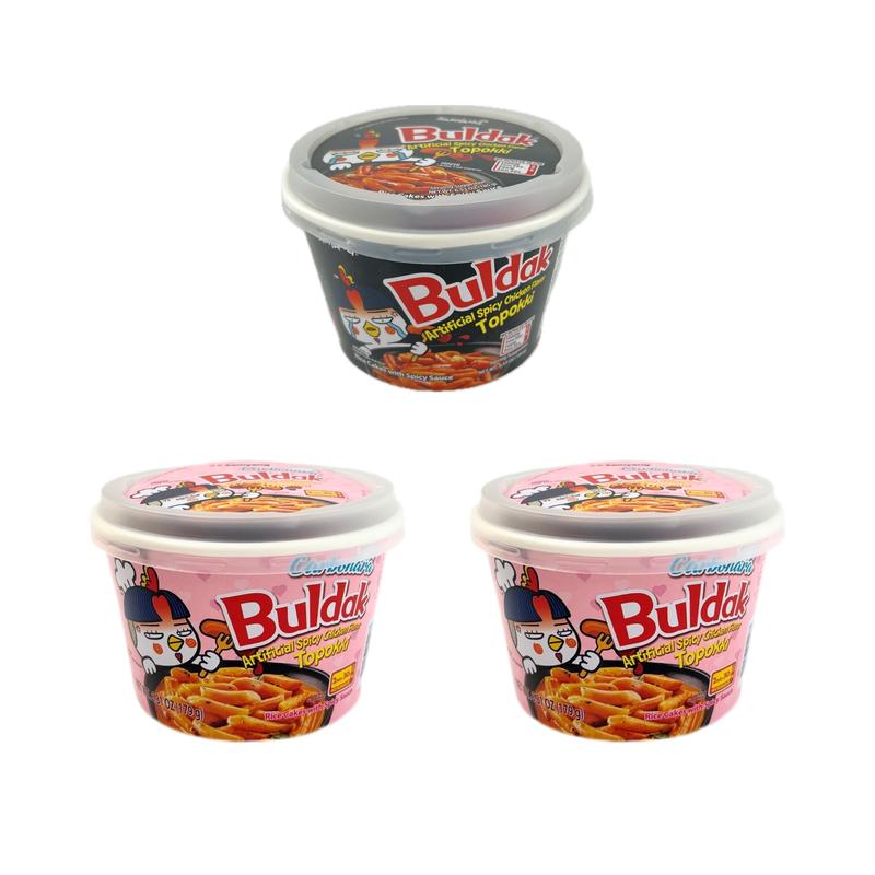 Samyang Buldak Topokki Pack of 3 Bowls Carbonara Rice Cakes Chicken ...