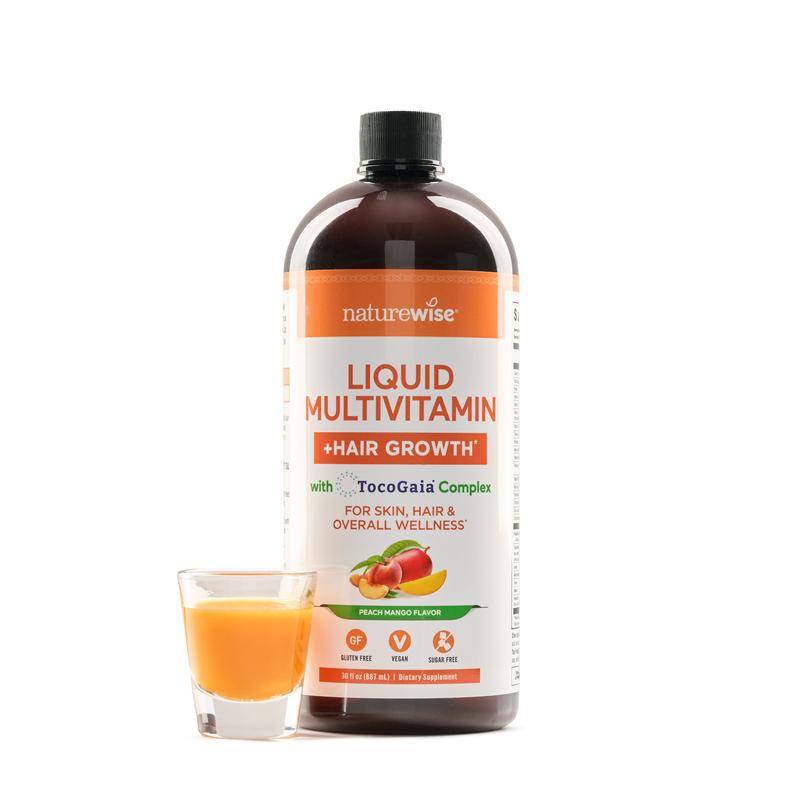 NatureWise Liquid Multivitamin + Hair Growth for Women & Men + Clinically Proven Tocogaia ...