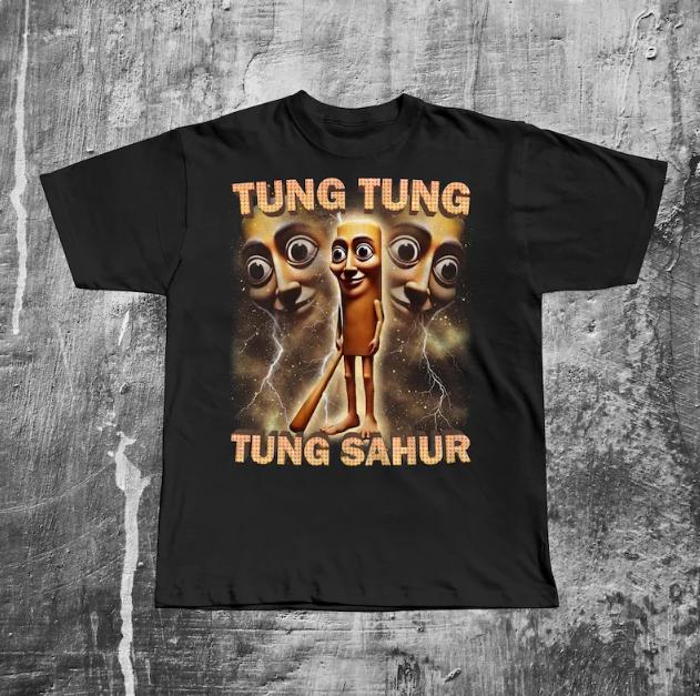 Tung Tung Tung Sahur Funny Baseball Bat Meme T-shirt, Italia - TikTok Shop