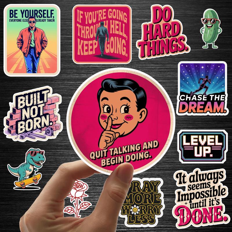 12PCS Premium Motivational Sticker Pack - Handcrafted Vinyl Waterproof ...
