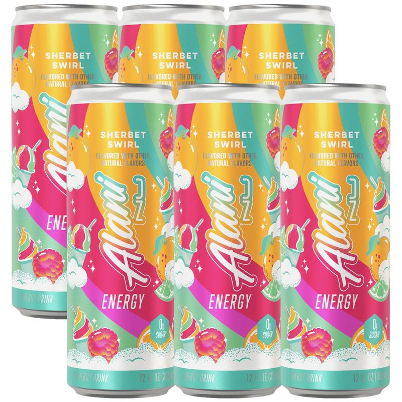 Alani Nu Energy Drink Sherbet Swirl 6 Cans 6 Pack - Tangy Orange, Sweet ...