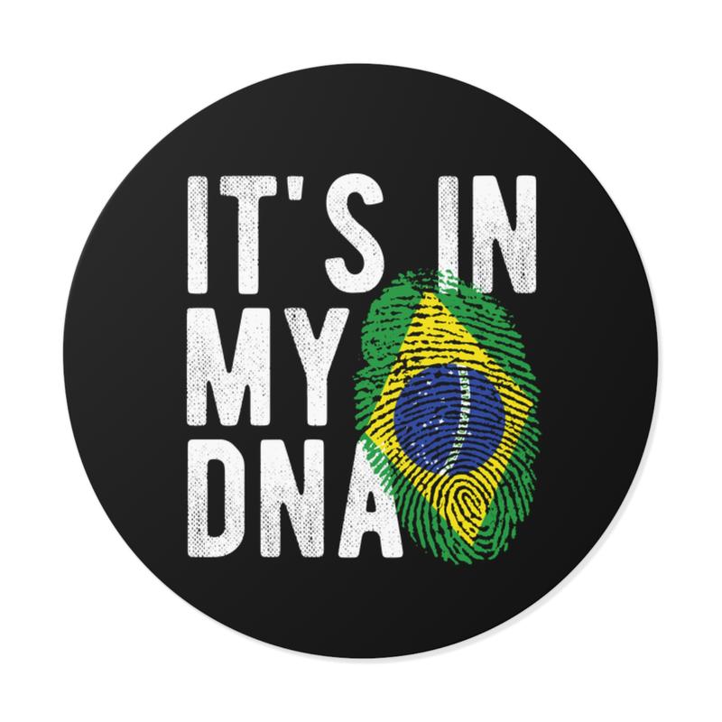 Brazil - DNA Themed - Round Vinyl Sticker - Car Decal - Laptop Stickers ...