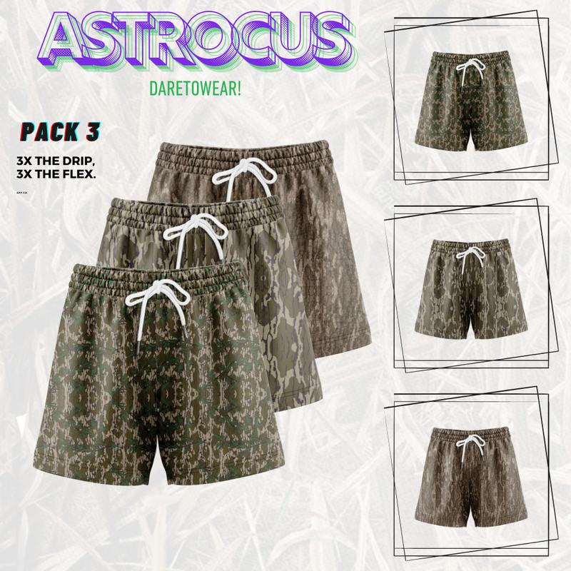 Pack 3 Slimfit Camo Hunting Shorts with 5 Inch Inseam Realistic ...