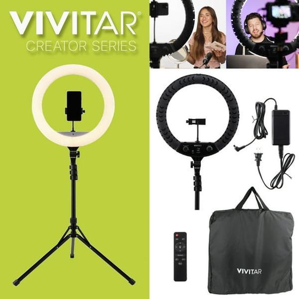 Vivitar 18-Inch LED Ring Light, Adjustable 63-Inch Tripod Stand ...