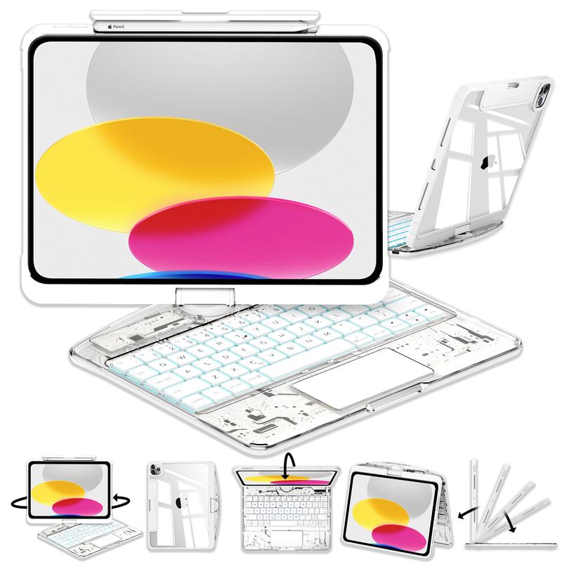 NAIDUN Latest 360 Swivel Keyboard with Transparent Case for iPad Tablet ...