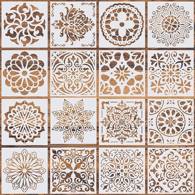 16 PCS (6 x 6 Inch) Reusable Stencils, Mandala Stencils Mandala Dot ...