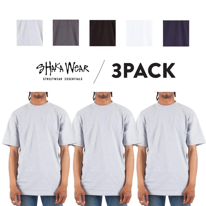 3 Pack SHAKAWEAR Men's Max Heavyweight T Shirts Shaka Wear Short ...