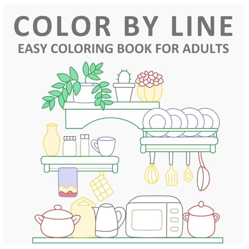 Color By Line: Easy Stress Relieving Coloring Book For Adults - TikTok Shop