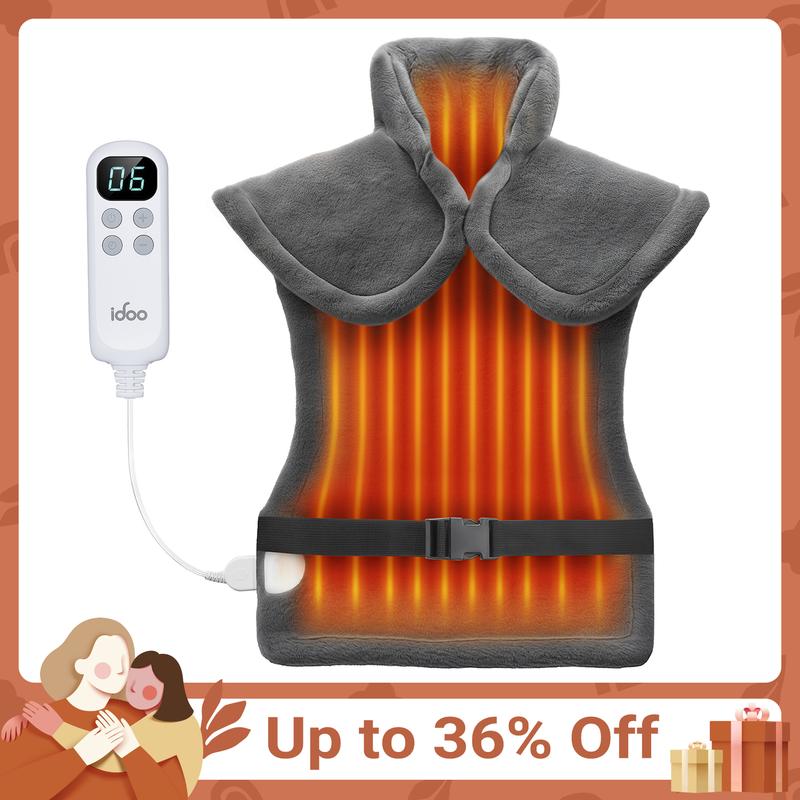 iDOO Heating Pad for Neck, Shoulder & Back Pain Relief - 6-Temp ...