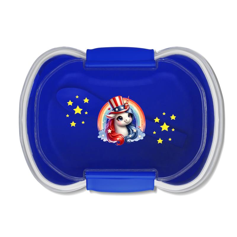 Two-Tier Bento Box – Lunchbox for Girl with Unicorn and USA Flag ...