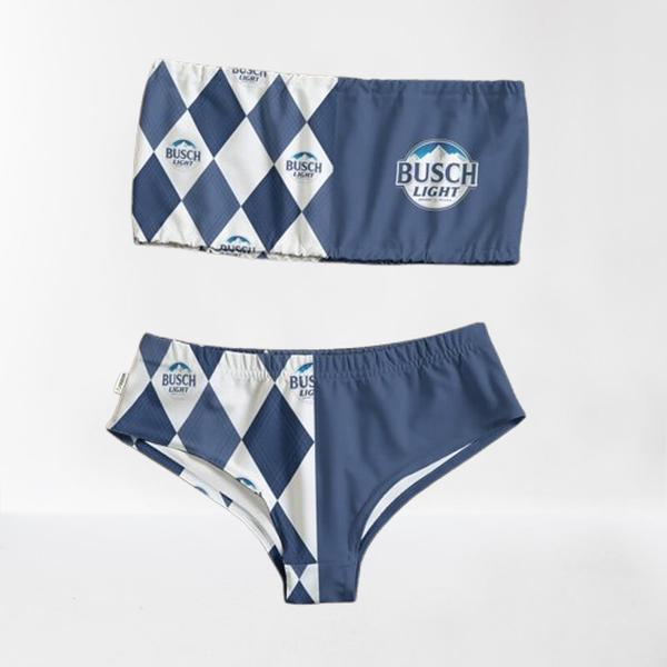 Busch Light Diamond Split Strapless Bandeau Bikini Swimsuit - TikTok Shop