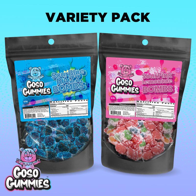 Goso Gummies | Sour Blue Razz + Sour Pink Lemonade Gusher Bombs - 12oz ...