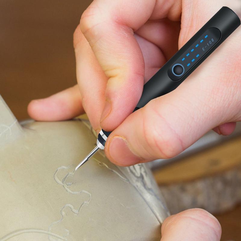 Electric Engraving Pen with 33Pcs Burr Bits 5Pcs Stencils 3 Gears Speed ...