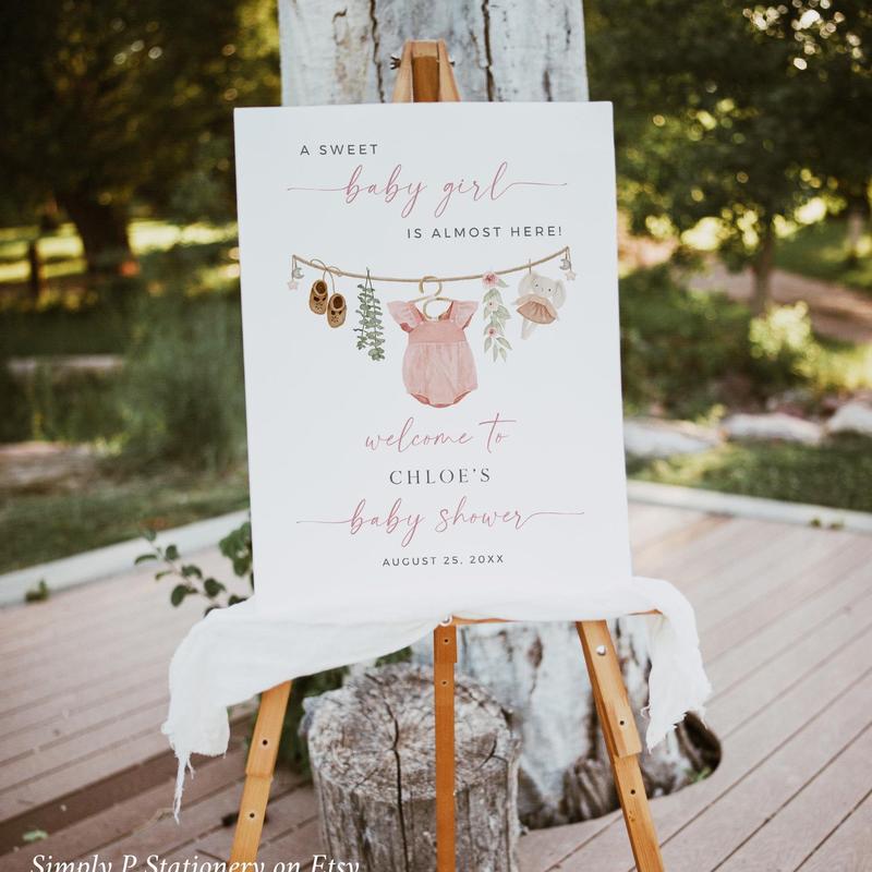 Baby Clothes Baby Shower Welcome Sign Template Clothes Line Baby ...