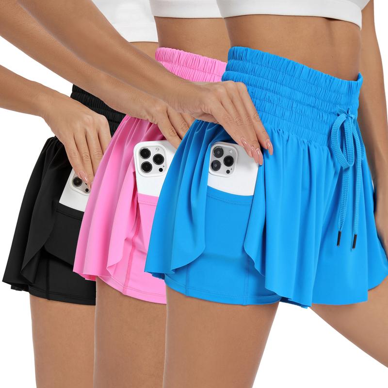 High Waisted Flowy Womens Athletic Shorts Gym Yoga Workout Running ...