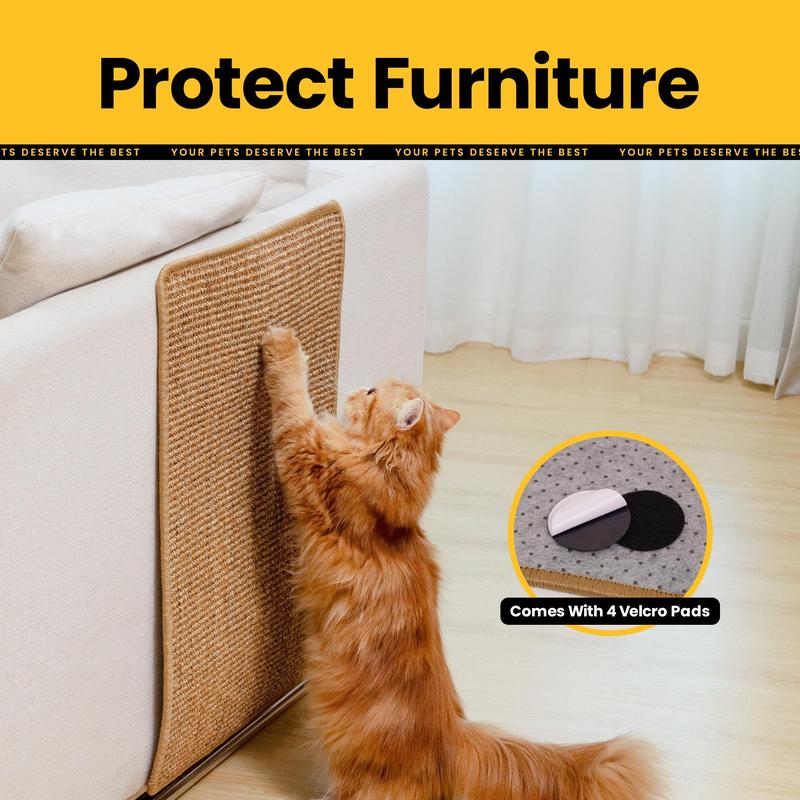 Conlun Cat Scratcher Mat - Natural Sisal Cat Scratch Pad with Hook&Loop ...