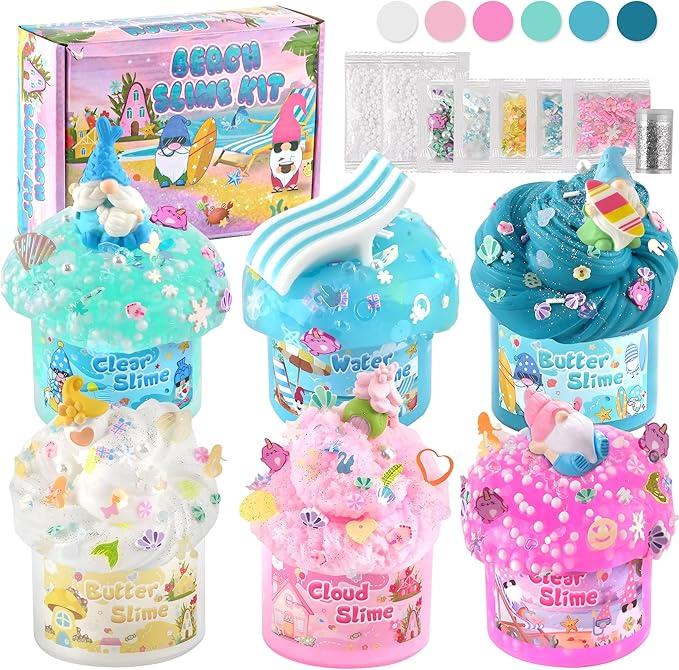 Summer Spring Gift 6 pack Slime Set, DIY Slime Playing Kit, Cloud ...