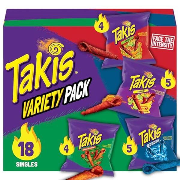 Takis 18 pc / 1 oz Variety Pack, Assorted Flavored Mixed Rolled ...