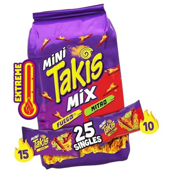 Takis Mini 25 pc / 1.23 oz Bite Size Variety Pack, Assorted Flavored ...