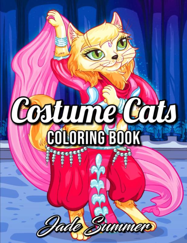 Costume Cats: An Adult Coloring Book with Adorable Cartoon Cats ...