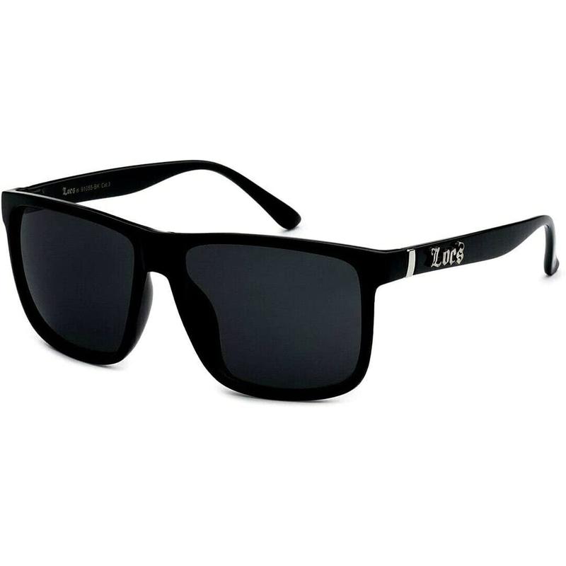 Locs Gangster Oversized Rectangular Horn Rim Sunglasses All Black ...