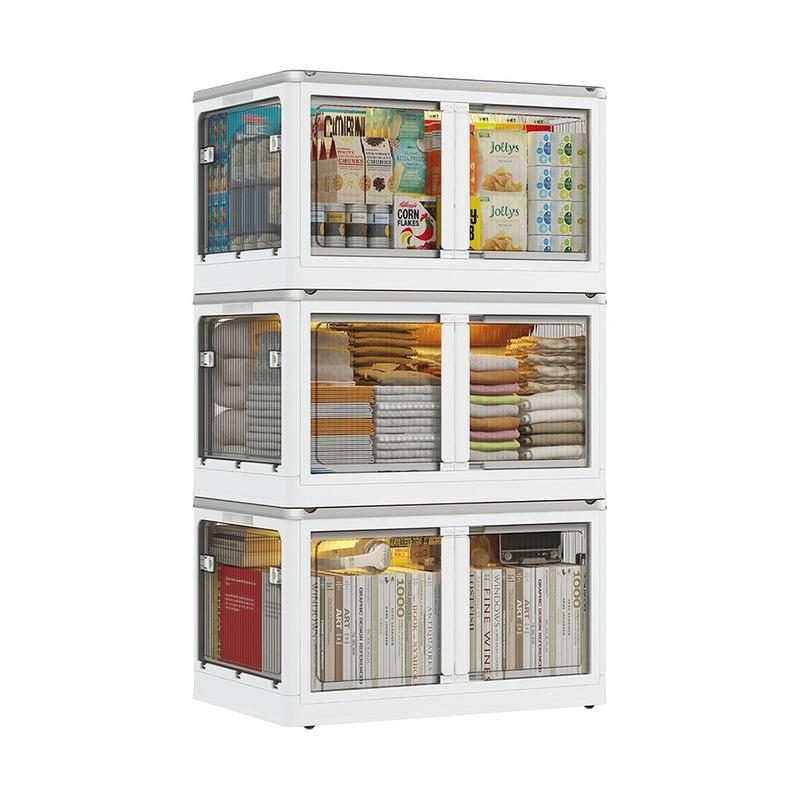 Raybee Large Storage Bins Stackable Plastic Cabinets with 5-Way ...
