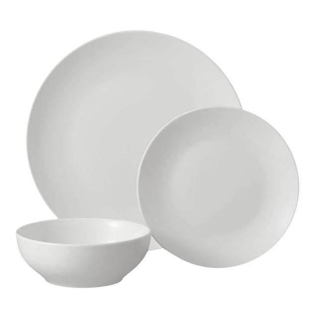 Mainstays Glazed White Stoneware Dinnerware Set, 12-Pieces - TikTok Shop