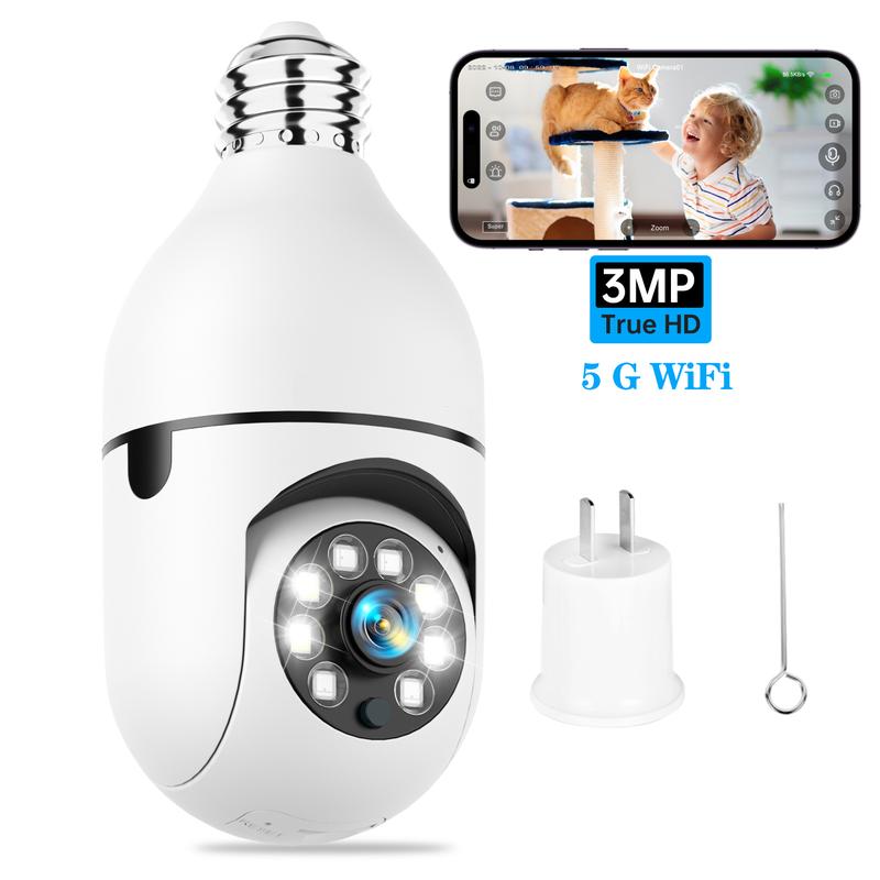 Noonkey 2K/3MP Light Bulb Security Camera, 5G& 2.4GHz WiFi Alexa Light Bulb E27 Home 360 ...
