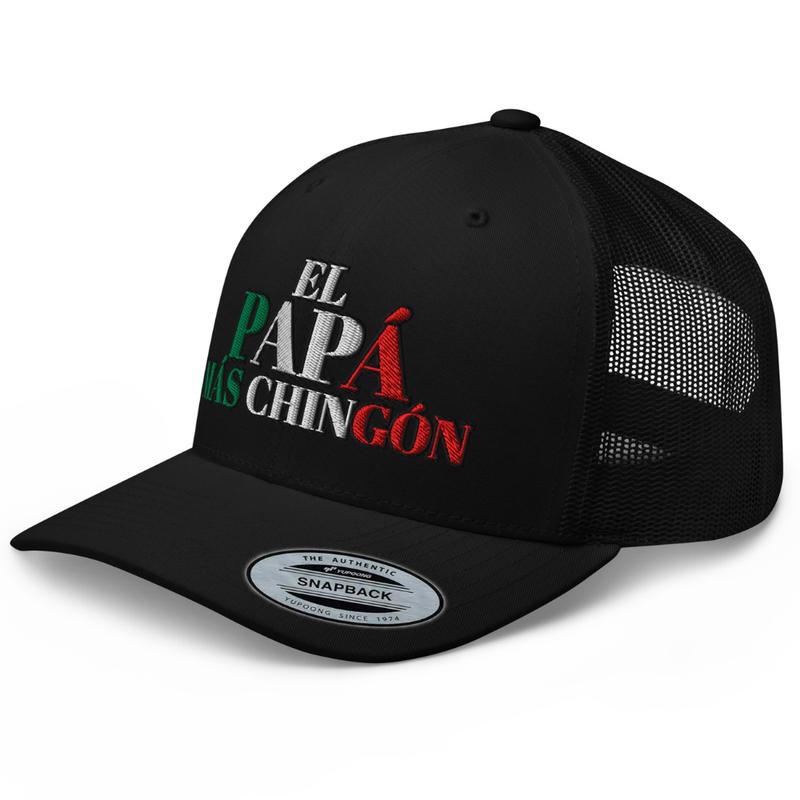 NX El Papa Mas Chingon Embroidered Curved Bill Trucker Hat Mid Crown ...