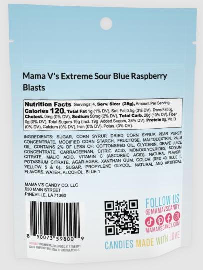 Mama V's Extreme Sour Blue Raspberry Blasts (NOW IN BAGS) Candy ...