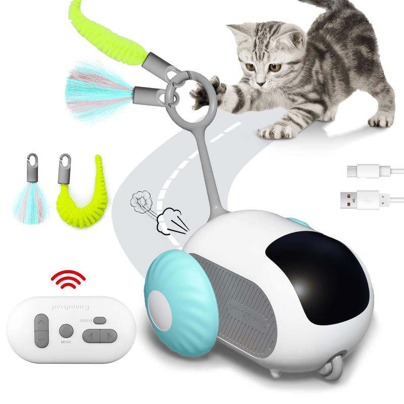 Interactive Cat Toys for Indoor Cats 2-Speed Automatic Moving Remote ...