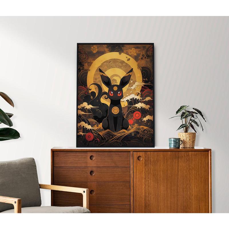 Umbreon, Pokemon, Japanese Tapestry Style, Anime Poster, Printable ...
