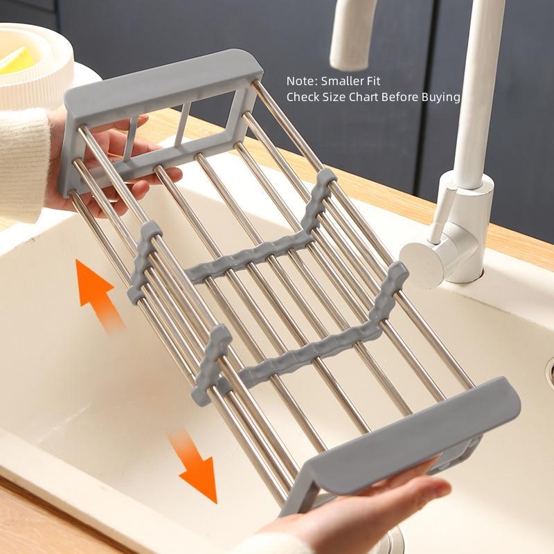 2-in-1 stainless steel retractable bowl and dish drying rack ...