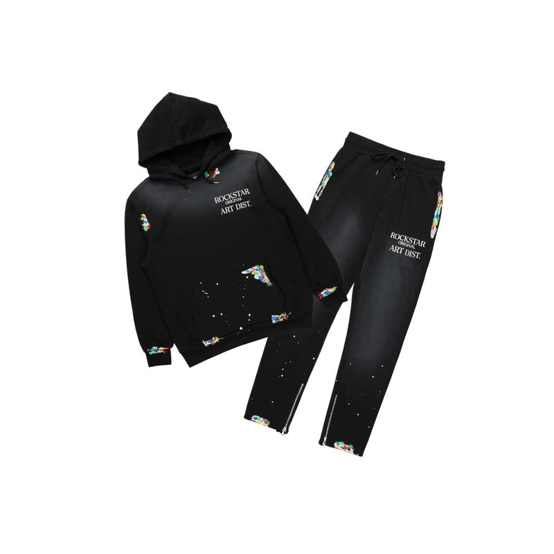 Rockstar Art Dist. Black Slim Hoodie Track Set - TikTok Shop
