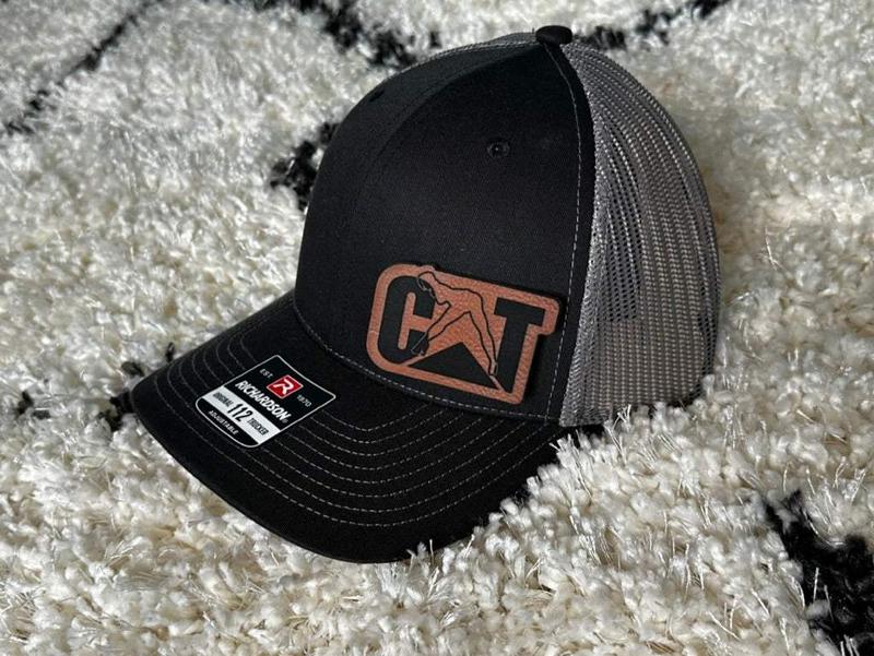 Construction Bent Over Snapback Leather Patch Hat - TikTok Shop