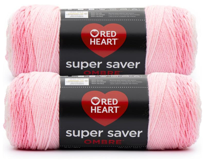 Red Heart Super Saver Jumbo Light Pink Yarn - 2 Pack of 10oz/283g - 100 ...